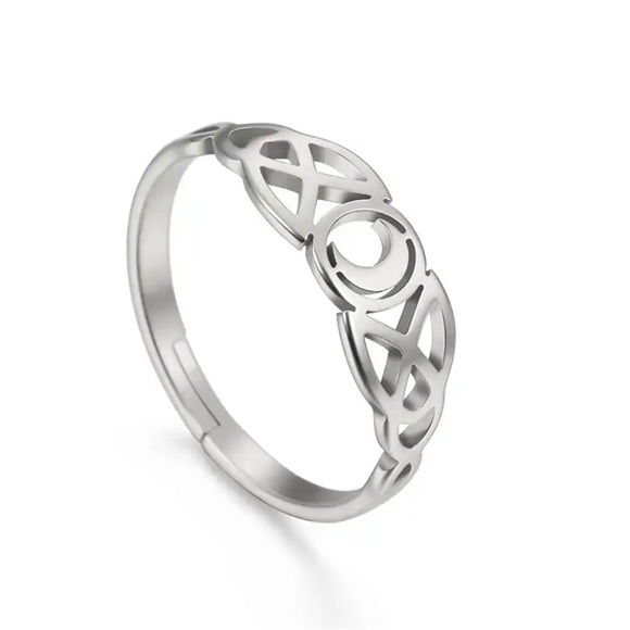Jewelry | Crescent Moon Celtic Knots Ring Silver Adjustable Womans Jewelry New Boho Witch | Poshmark
